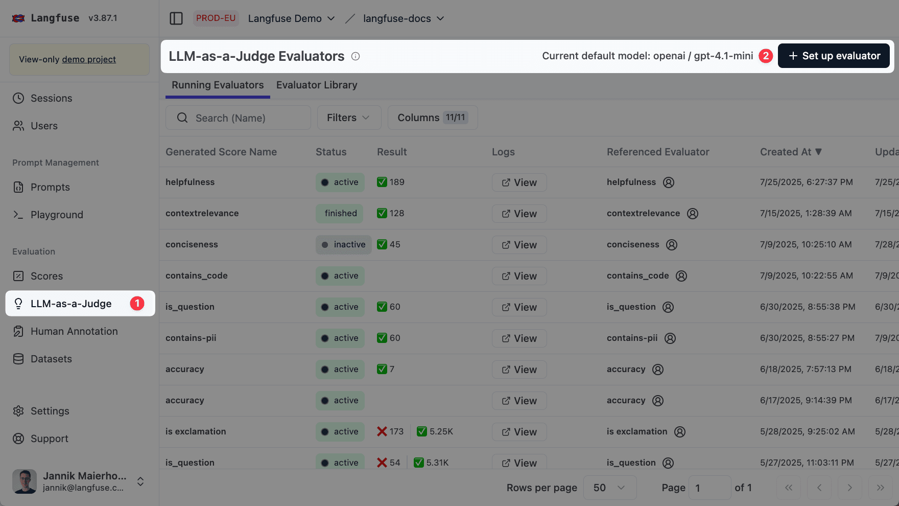 LLM-as-a-Judge Evaluation - Langfuse