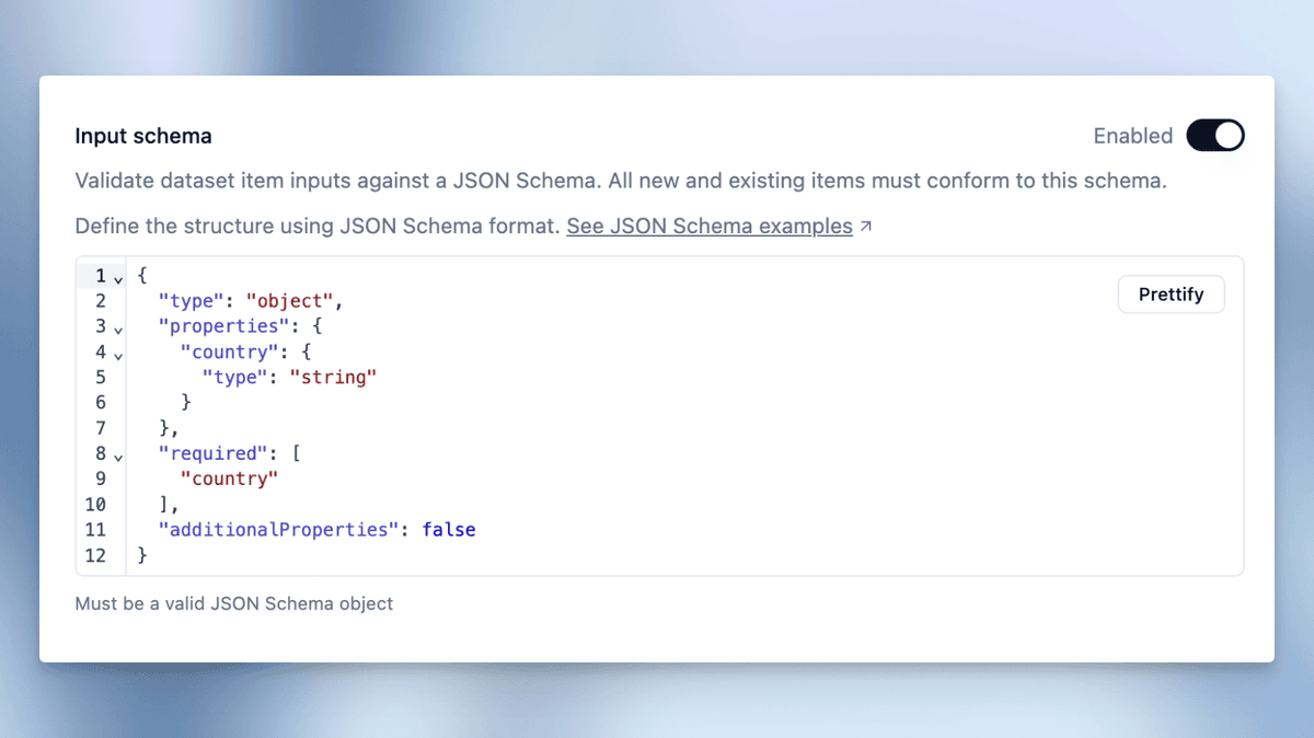 JSON Schema Enforcement for Dataset Items - Langfuse