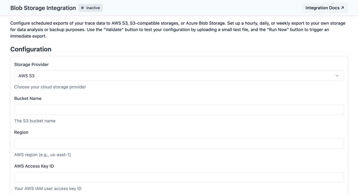 Export to Blob Storage - Langfuse