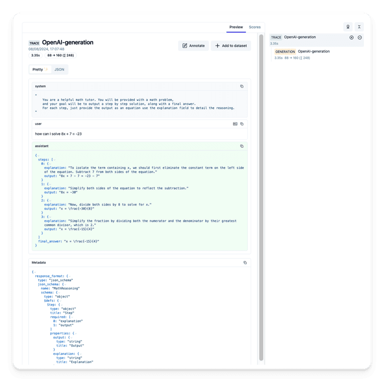 Observe OpenAI Structured Outputs with Langfuse - Langfuse