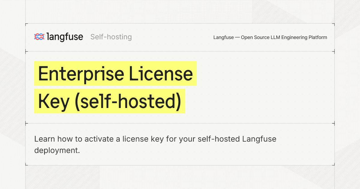 Enterprise License Key (self-hosted) - Langfuse