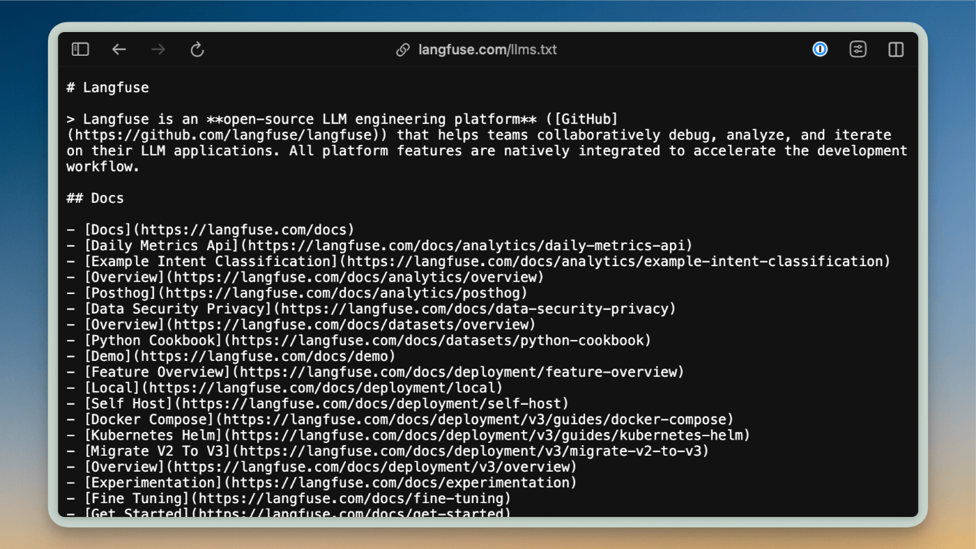 llms.txt - Langfuse llms.txt - Langfuse