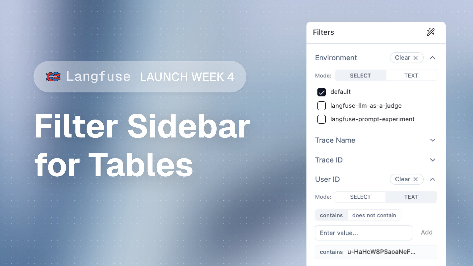 Filter Sidebar for Tables - Langfuse
