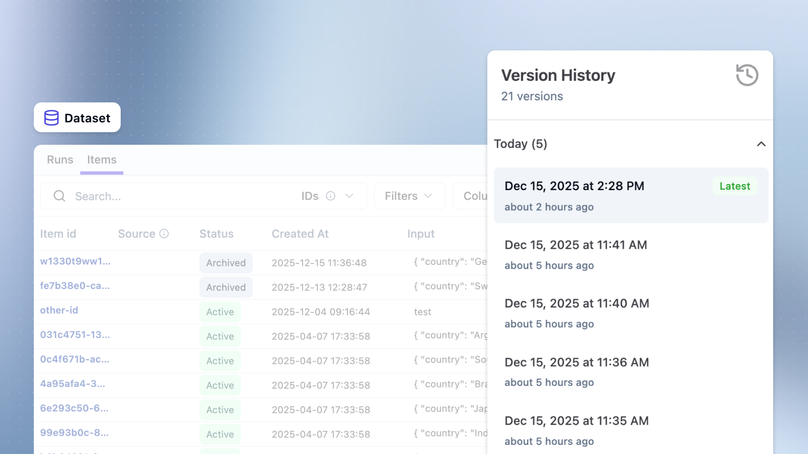 Dataset Item Versioning - Langfuse
