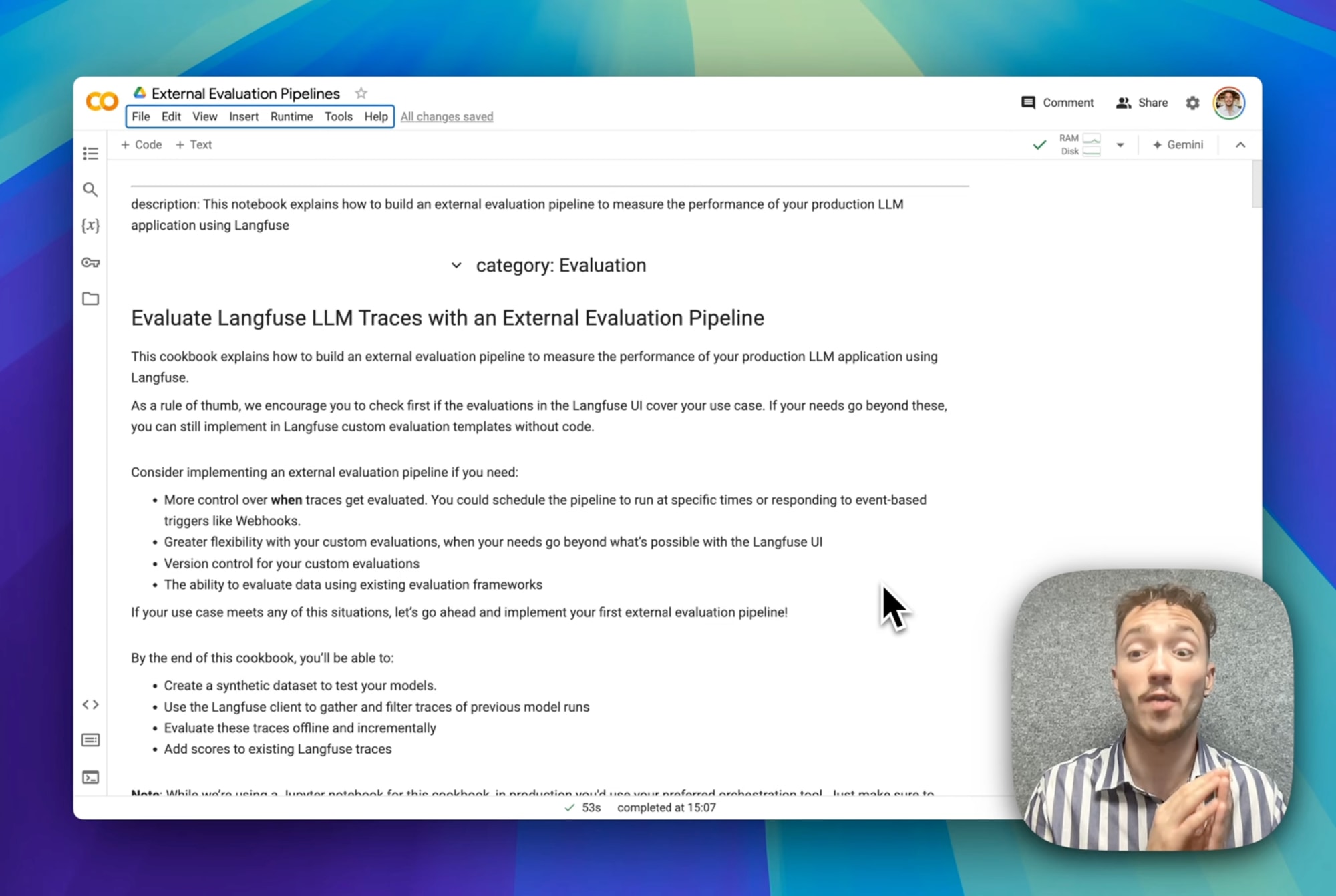 External Evaluation Pipelines - Langfuse